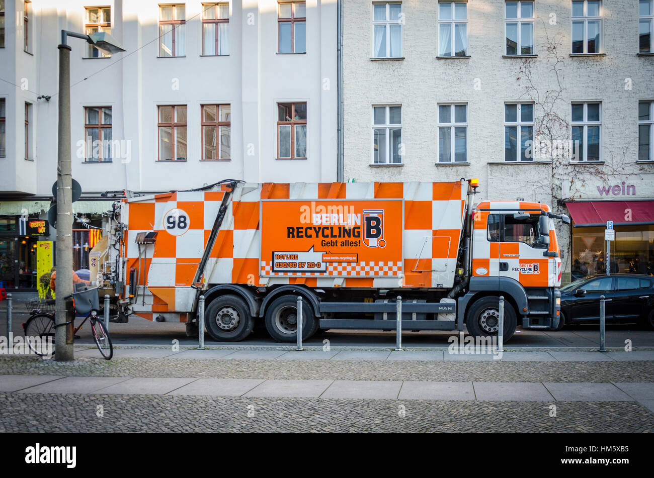 Recycling collection bin lorry, Berlin, Germany Stock Photo - Alamy