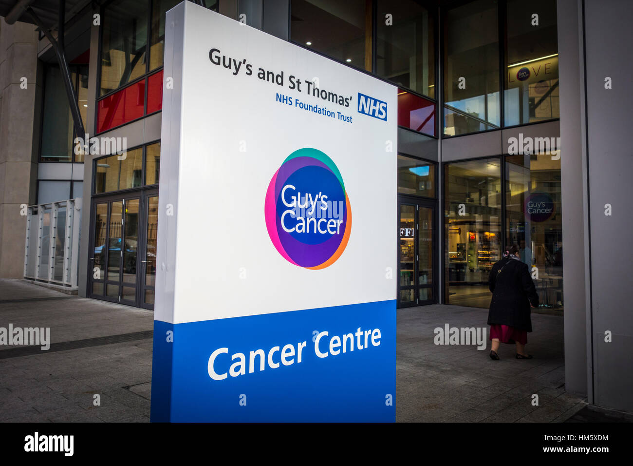 Cancer Centre sign outside the building entrance, Guy's and St Thomas ...