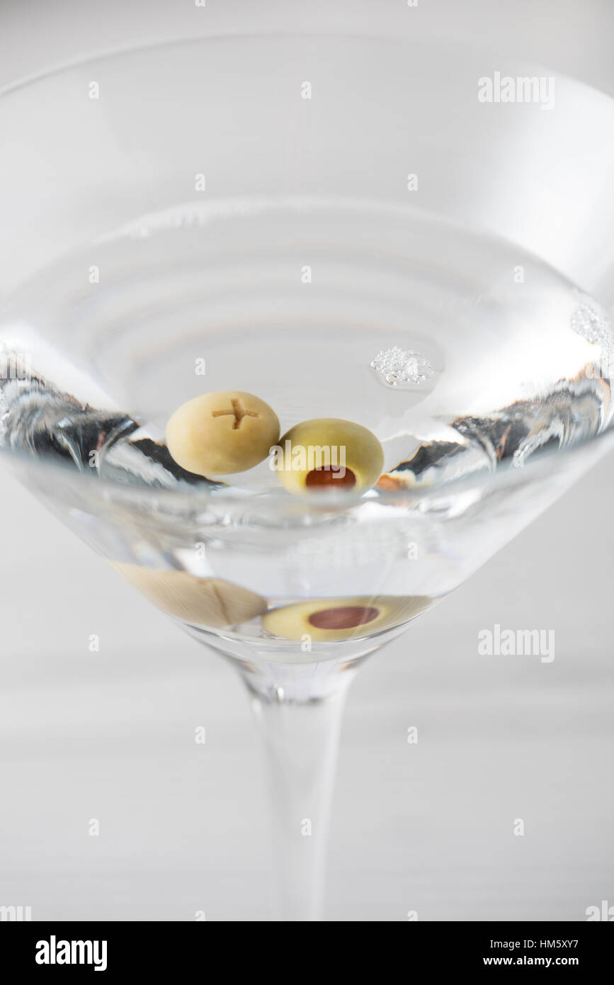 Fresh home made vodka martini cocktails with olives Stock Photo - Alamy