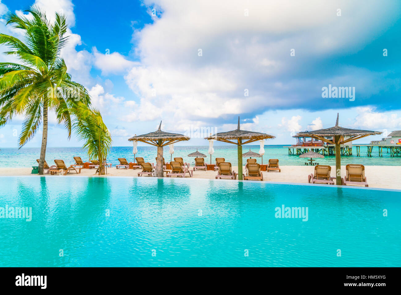 Swimming pool bar in tropical Maldives island Stock Photo - Alamy