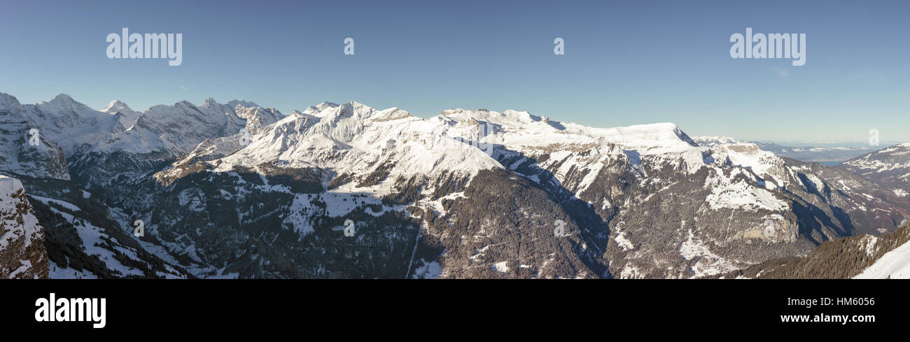 Panoramic View of the Bernese Alps, Grindelwald, Switzerland Stock ...
