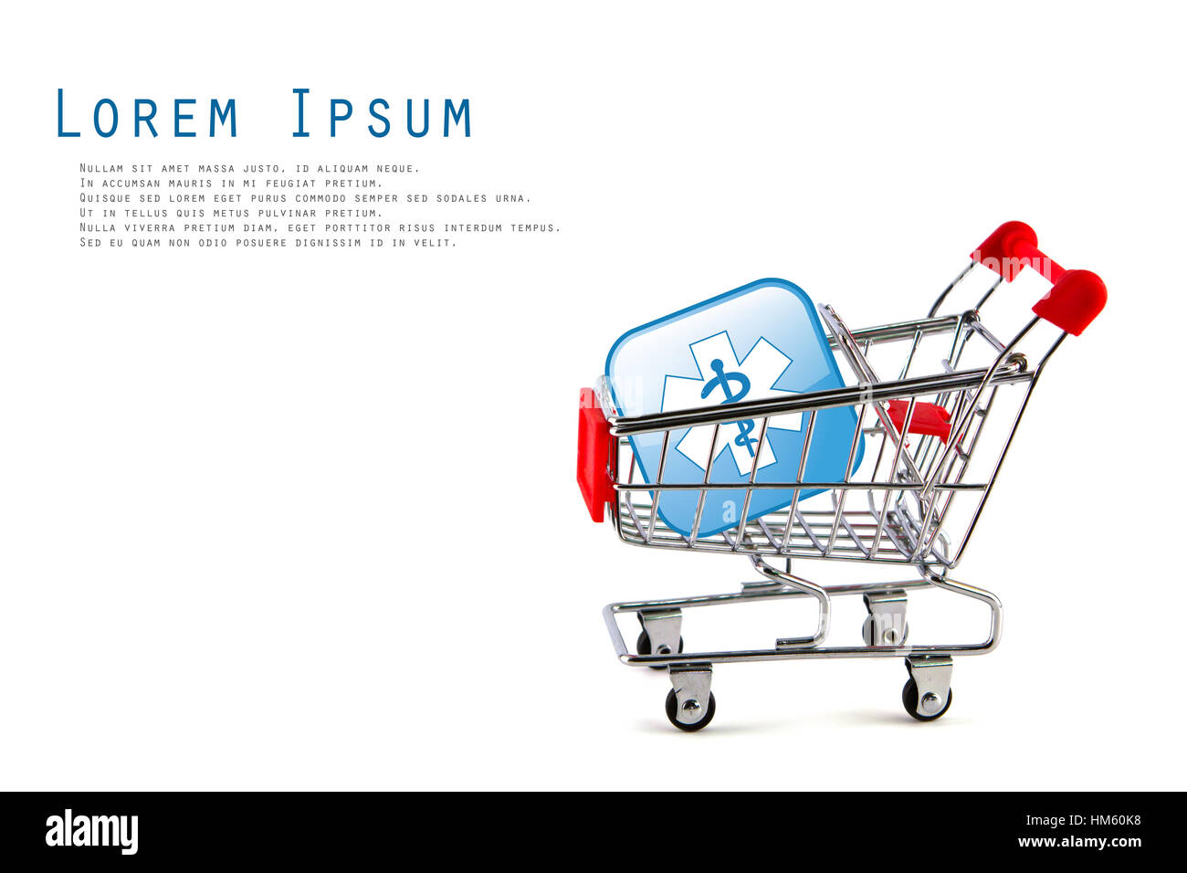 Shopping cart with medical glossy button Stock Photo - Alamy
