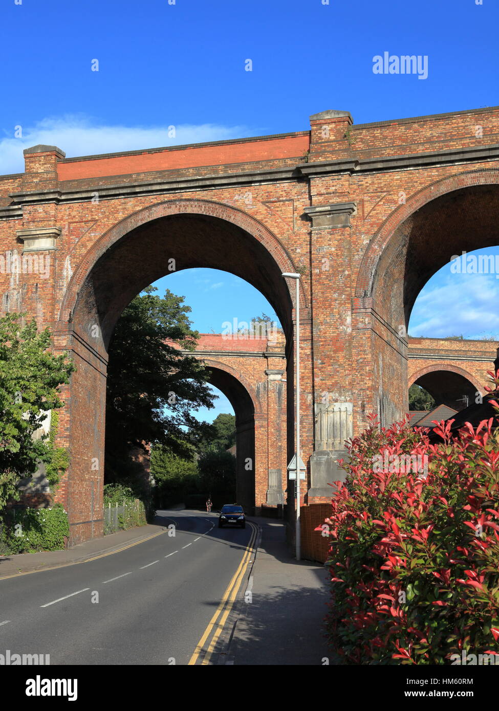 Victorian brick built railway viaduct archways across the Bourne Valley ...