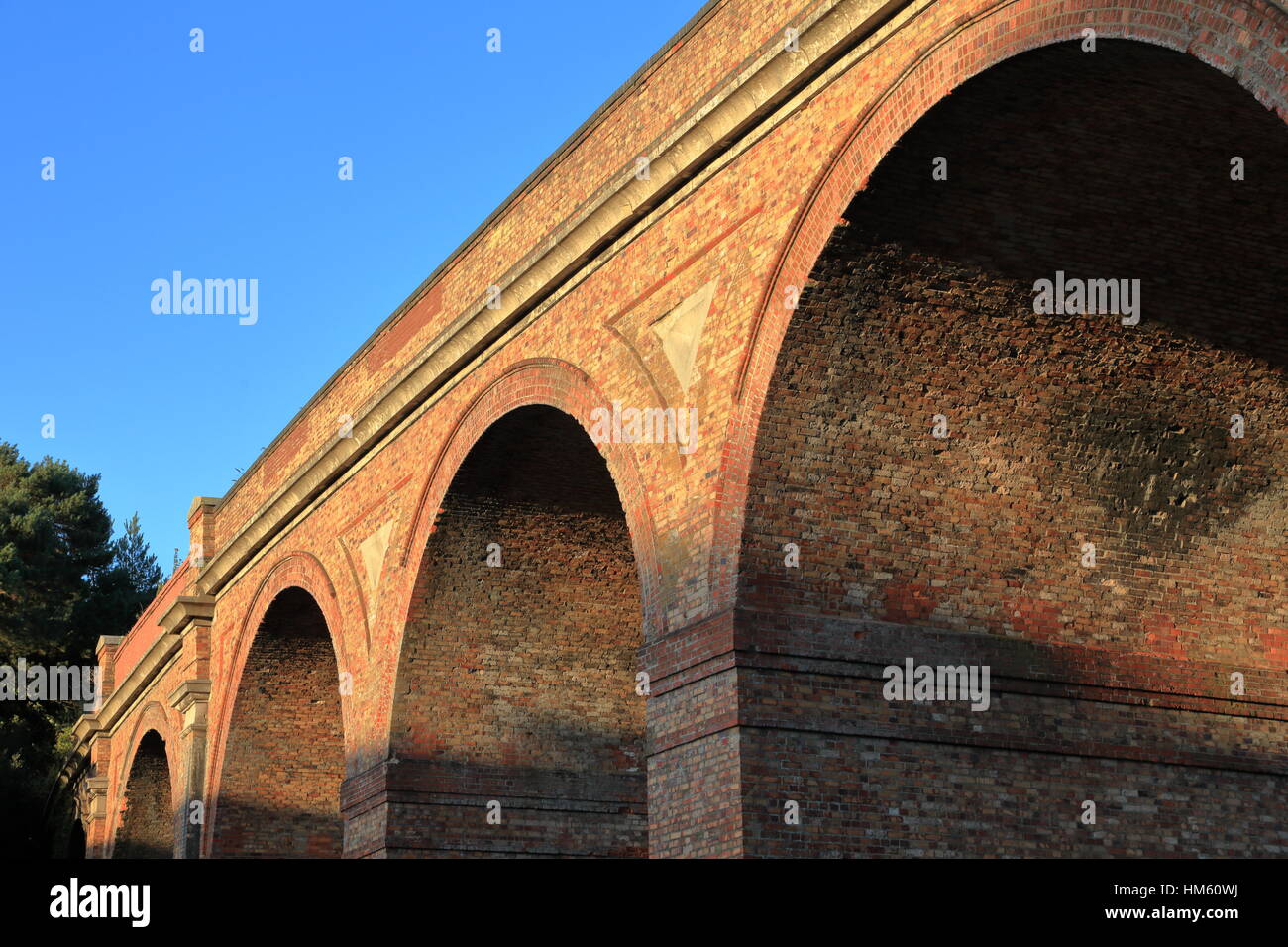 Victorian brick built railway viaduct archways across the Bourne Valley ...