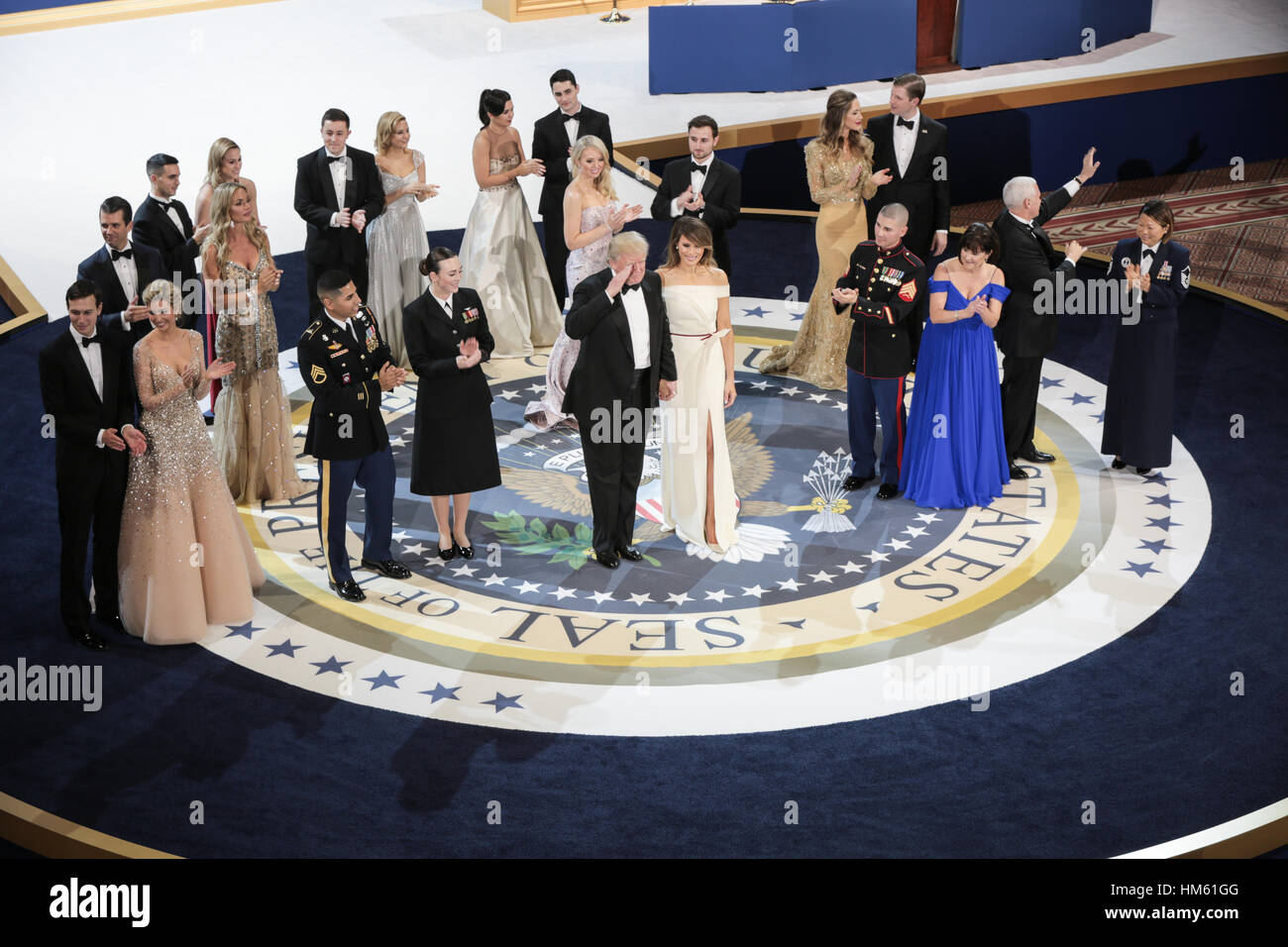 U.S. President Donald Trump salutes the crowd during the Salute to Our ...