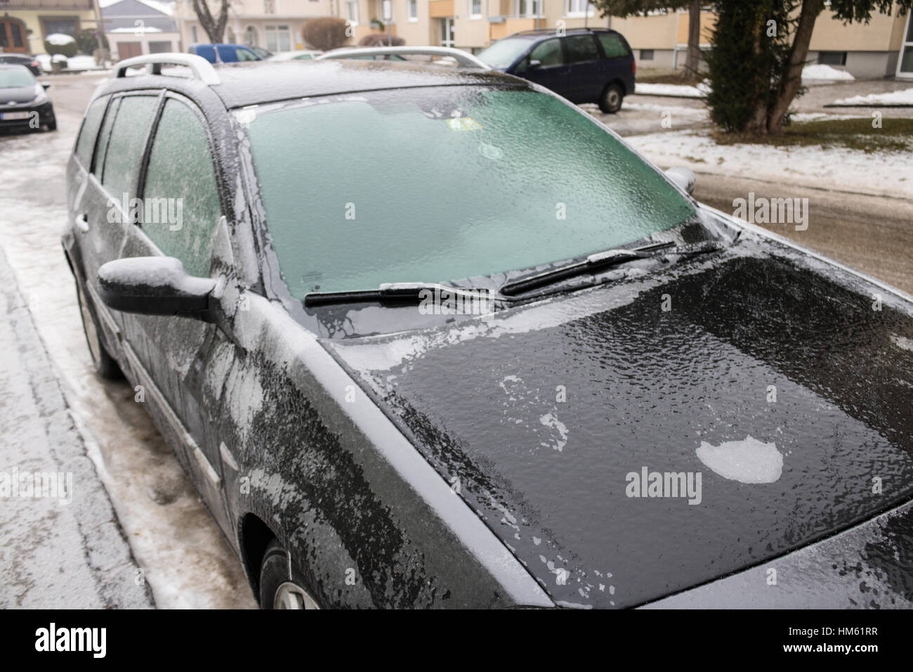 Icicles on a car Stock Photo - Alamy