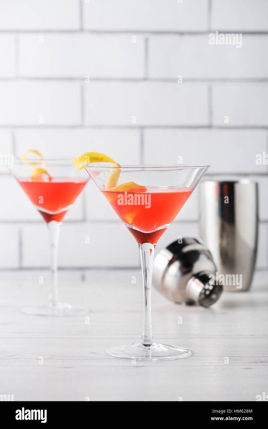 Fresh home made cosmopolitan cocktails with garnish Stock Photo - Alamy