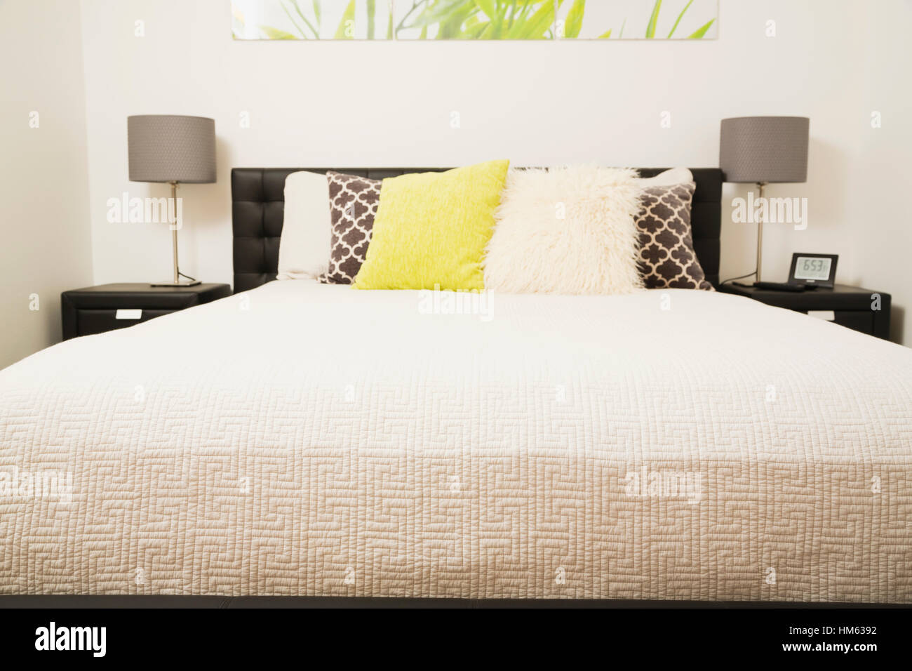 Big bed for two people Stock Photo - Alamy