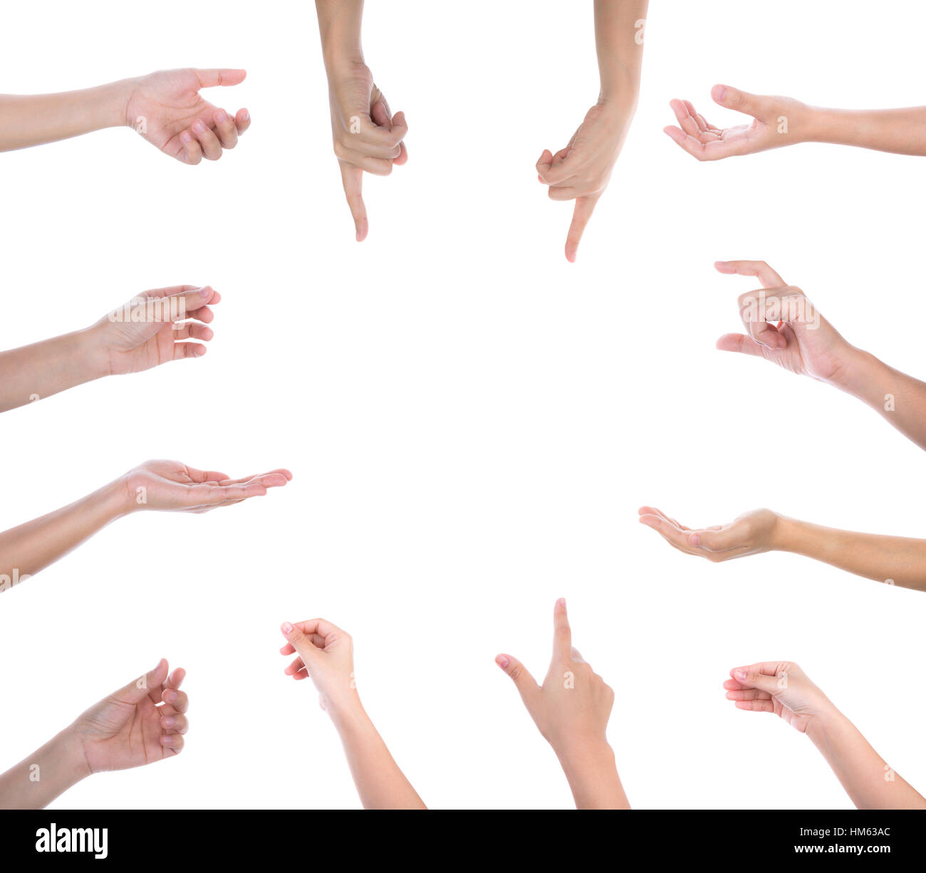 collection of woman hands on white background Stock Photo - Alamy