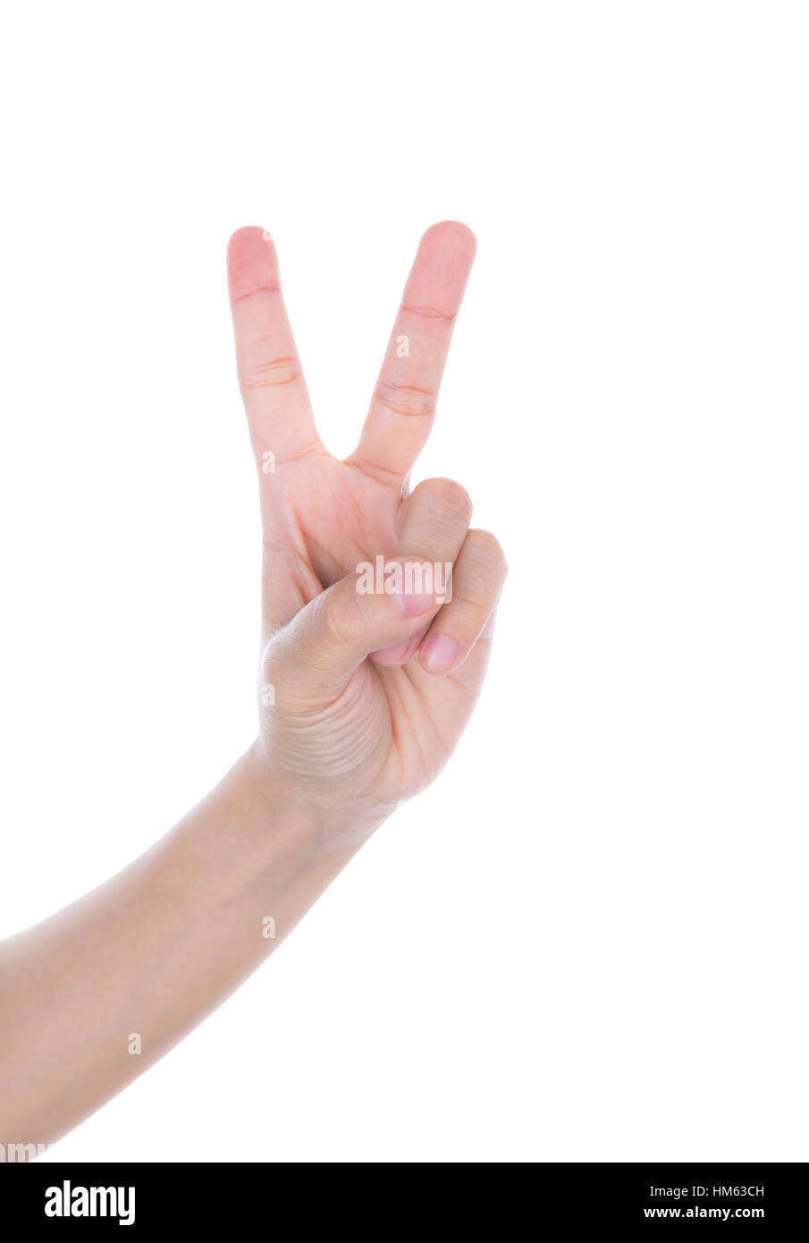 Hand with two fingers isolated on white Stock Photo - Alamy