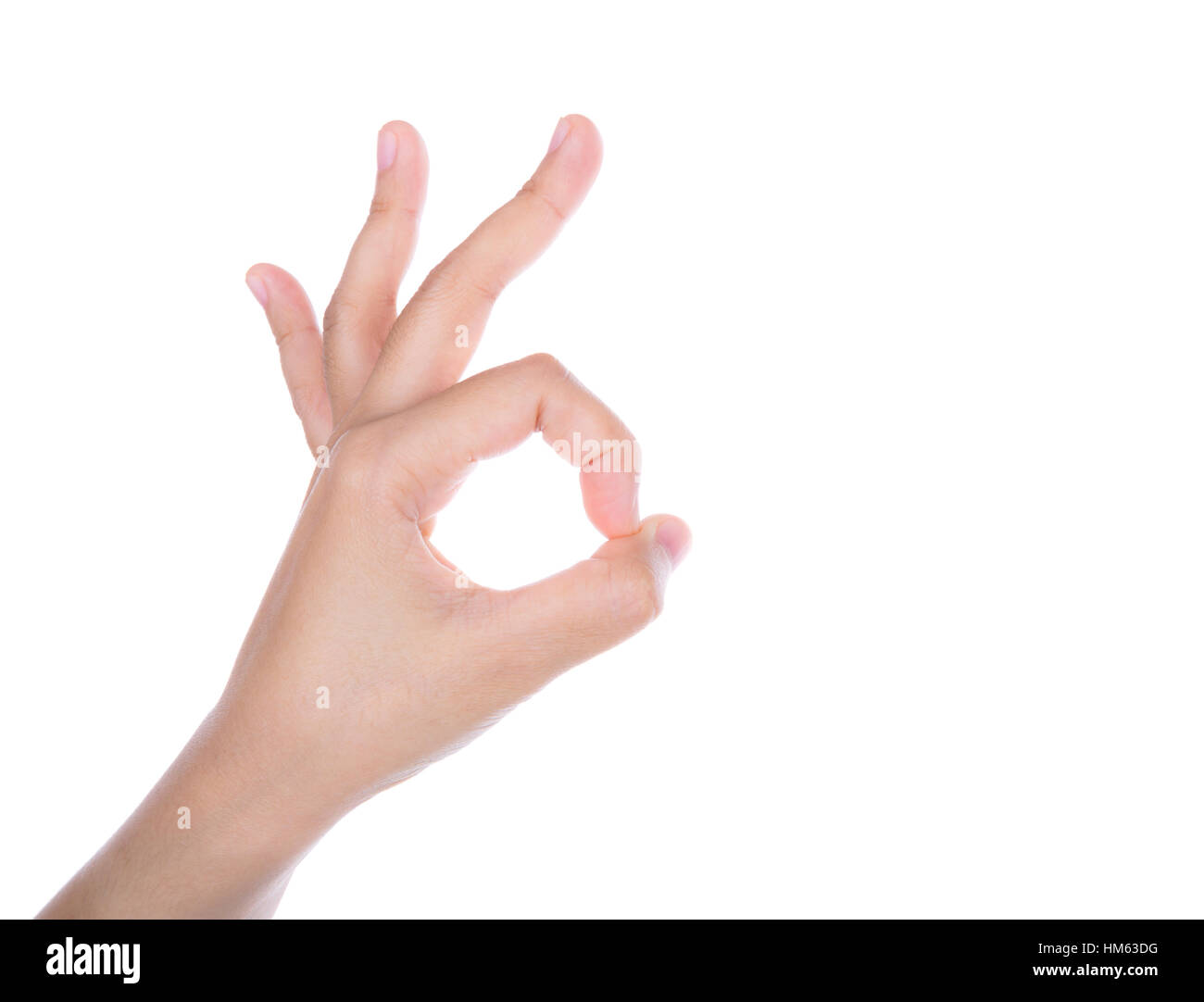 Hand OK sign isolated on white background Stock Photo - Alamy