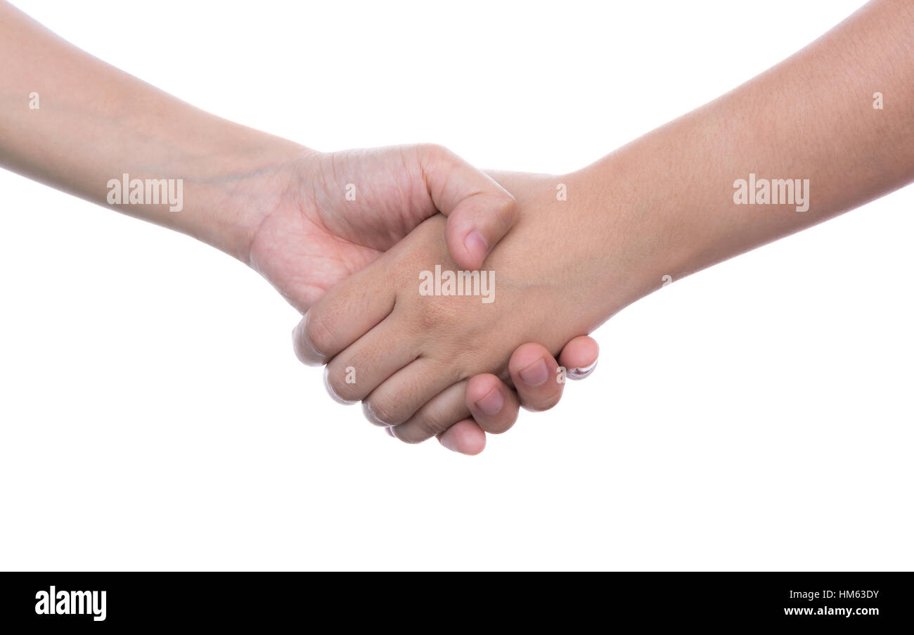 Shaking hands of two female people isolated on white background Stock ...