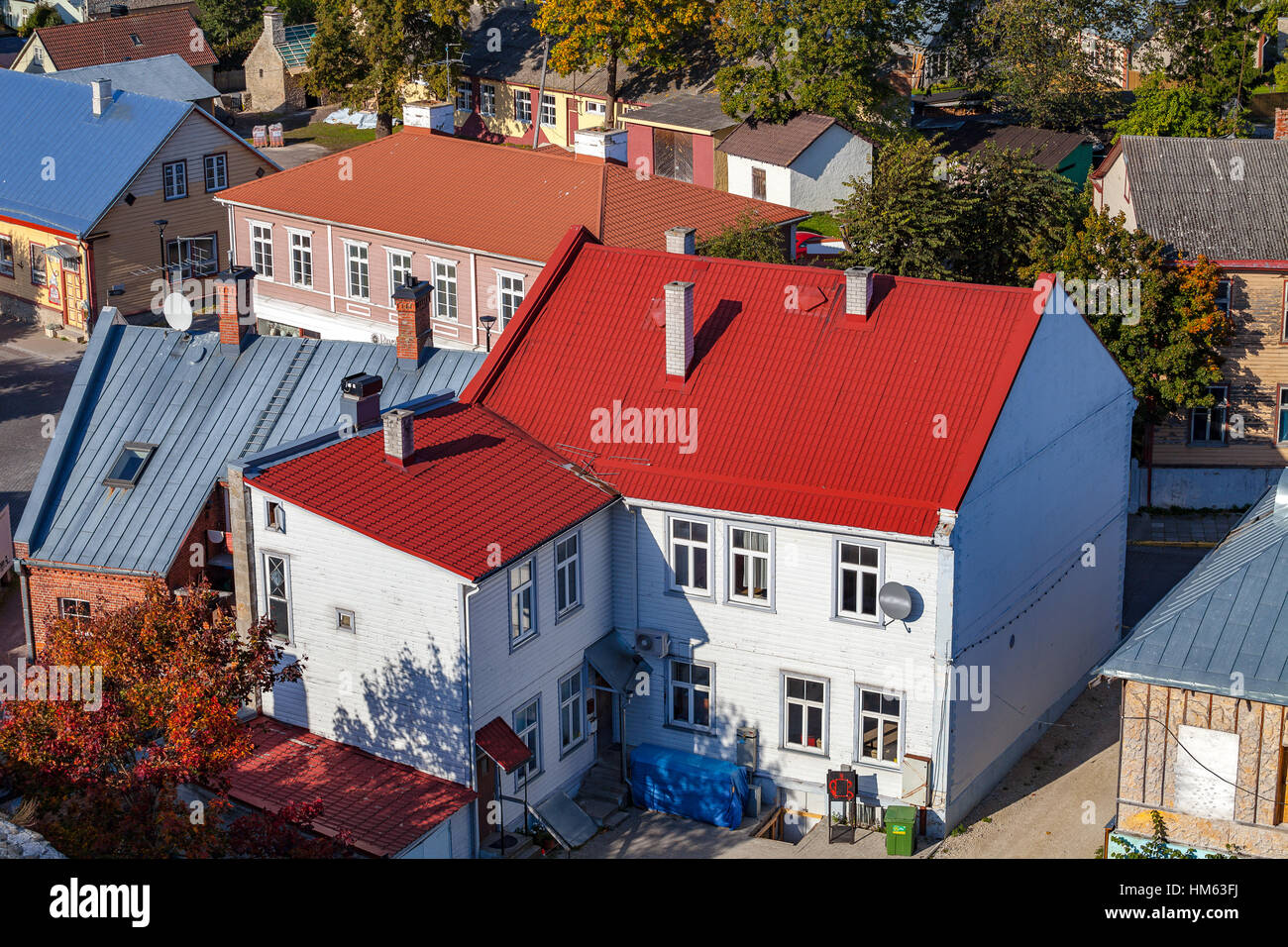 Nice red roofs of small old town Haapsalu, Estonia Stock Photo - Alamy