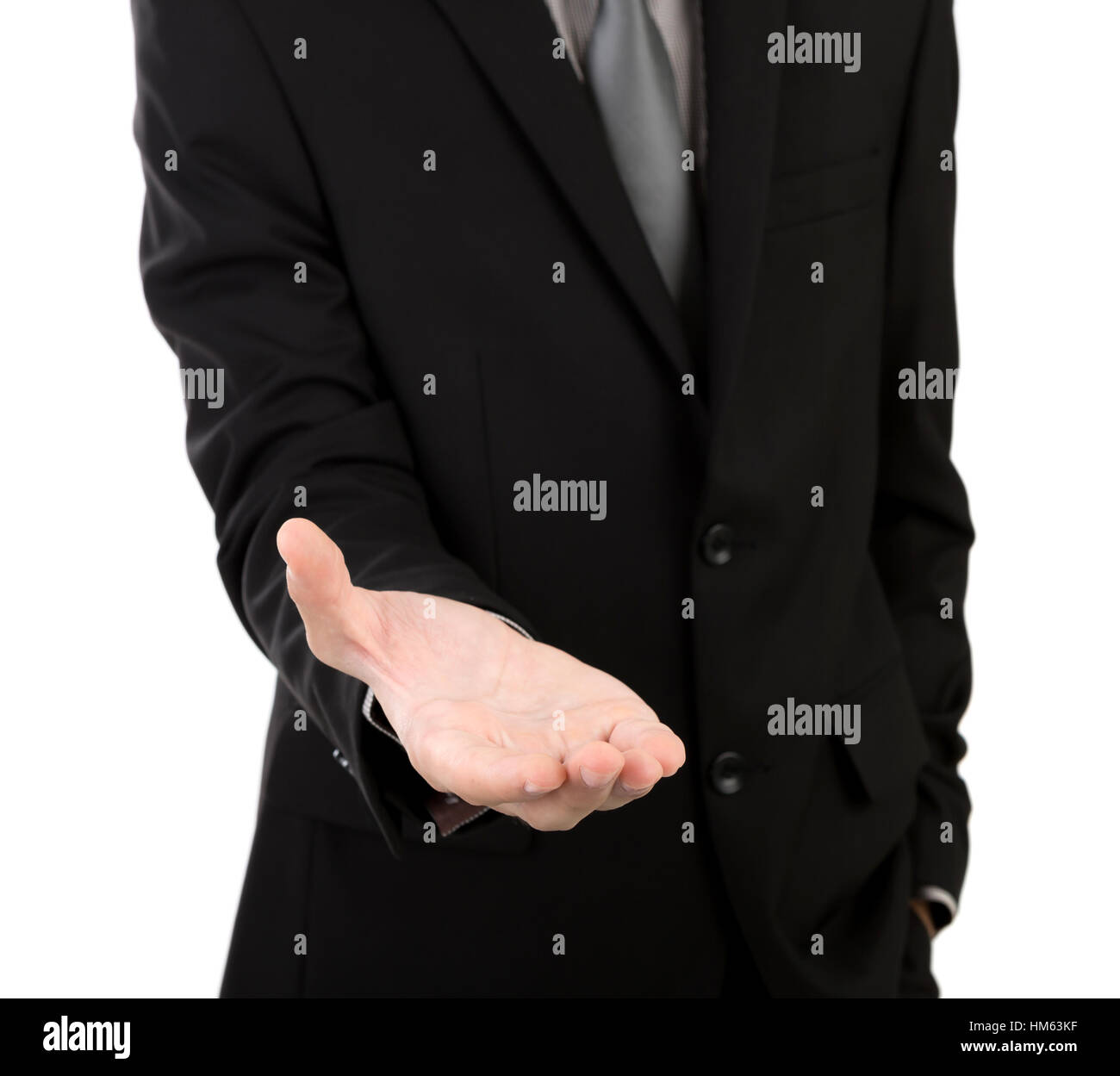 Open hand of business man Stock Photo - Alamy