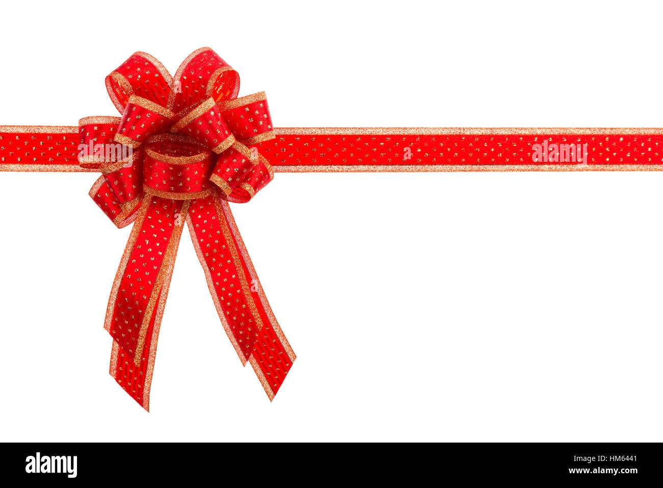 Red and gold gift bow and ribbon isolated on white background Stock ...