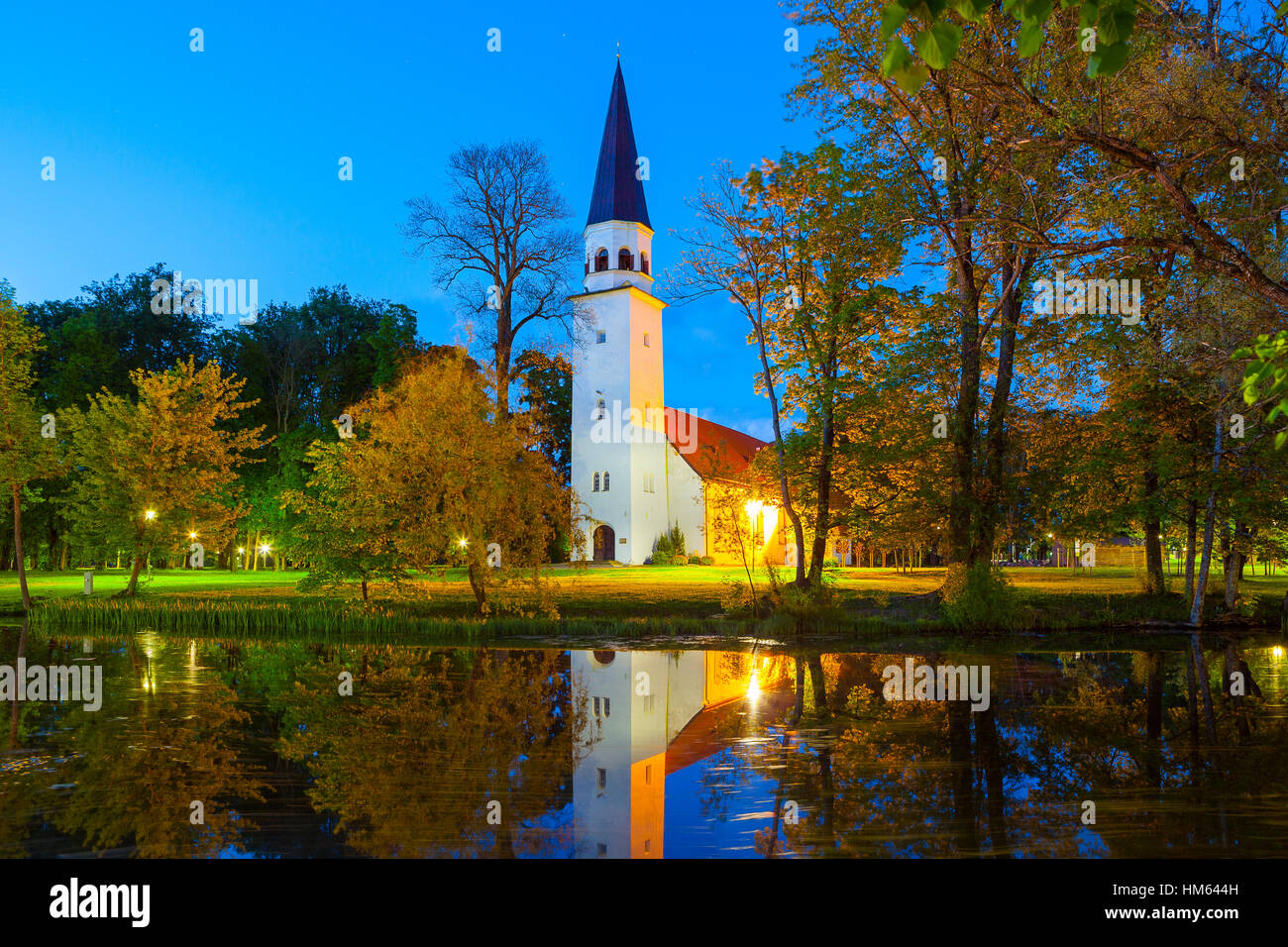 Night view on the Lutheran Church of St. Berthold 1225 year's ...