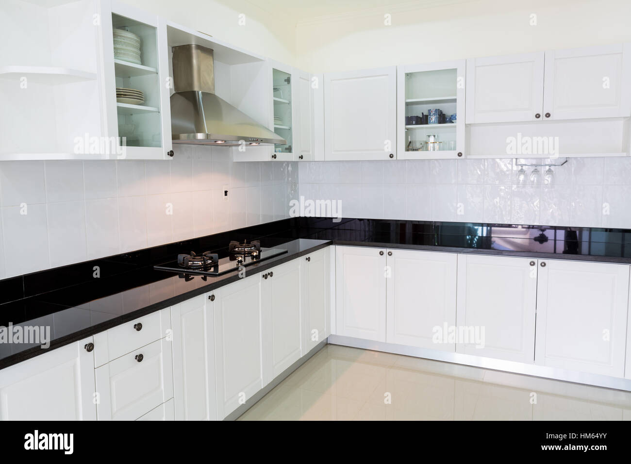 Modern white clean kitchen interior Stock Photo - Alamy