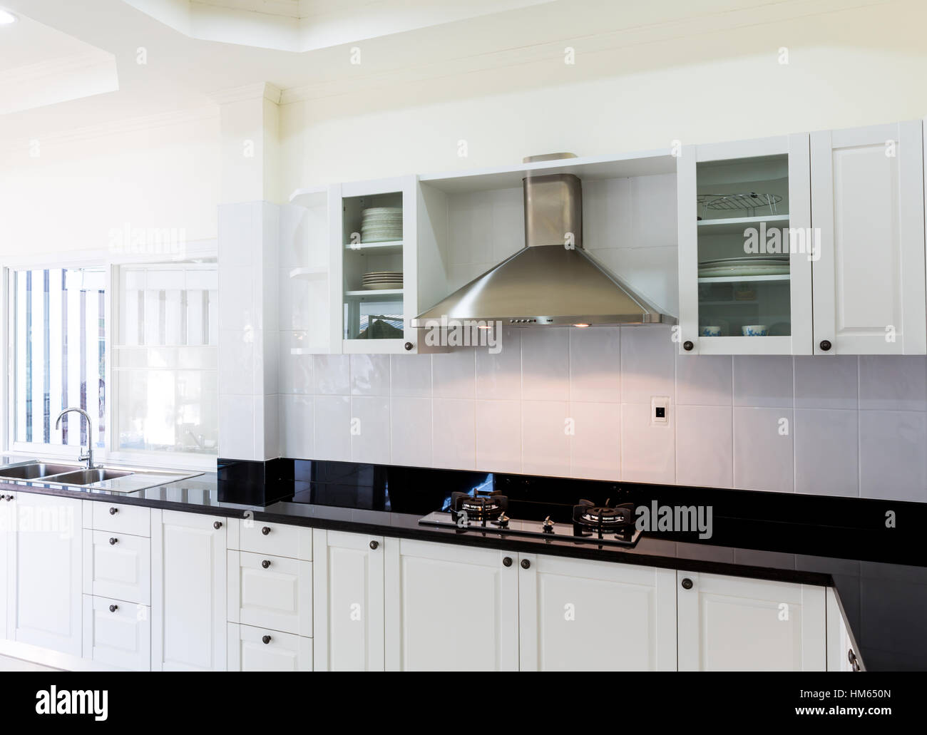 Modern white clean kitchen interior Stock Photo - Alamy