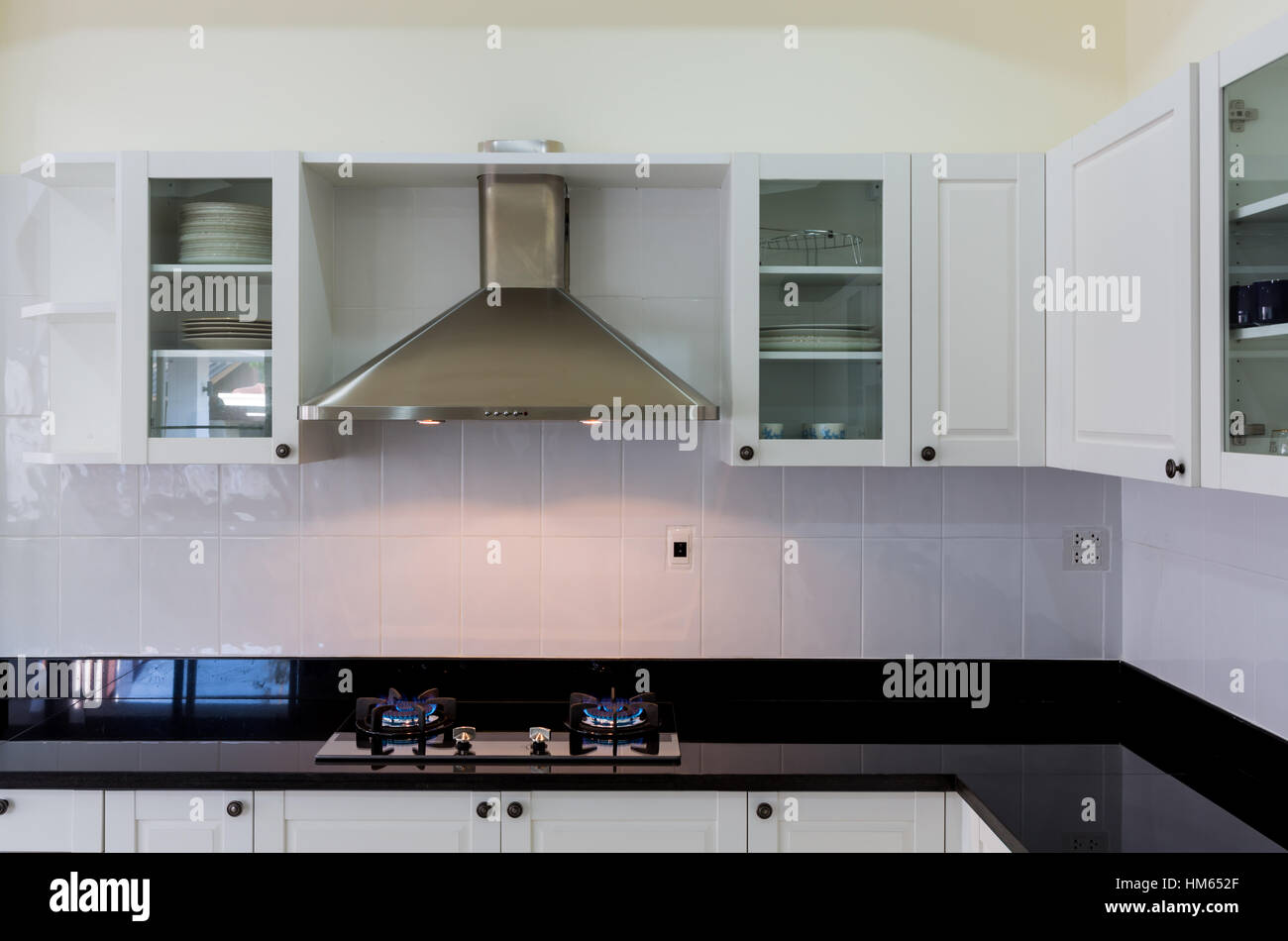 Modern white clean kitchen interior Stock Photo - Alamy