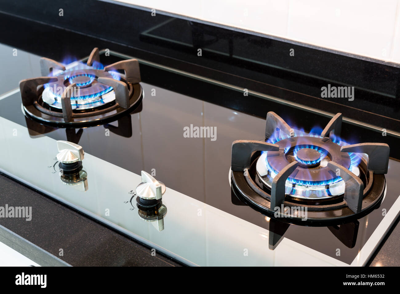 Kitchen gas stove Stock Photo - Alamy