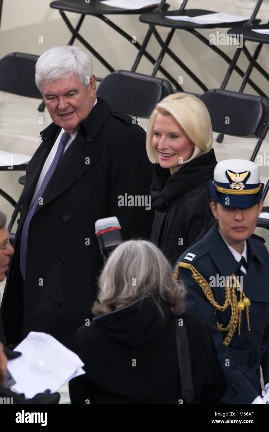 Former House Speaker Newt Gingrich arrives with his wife Callista ...