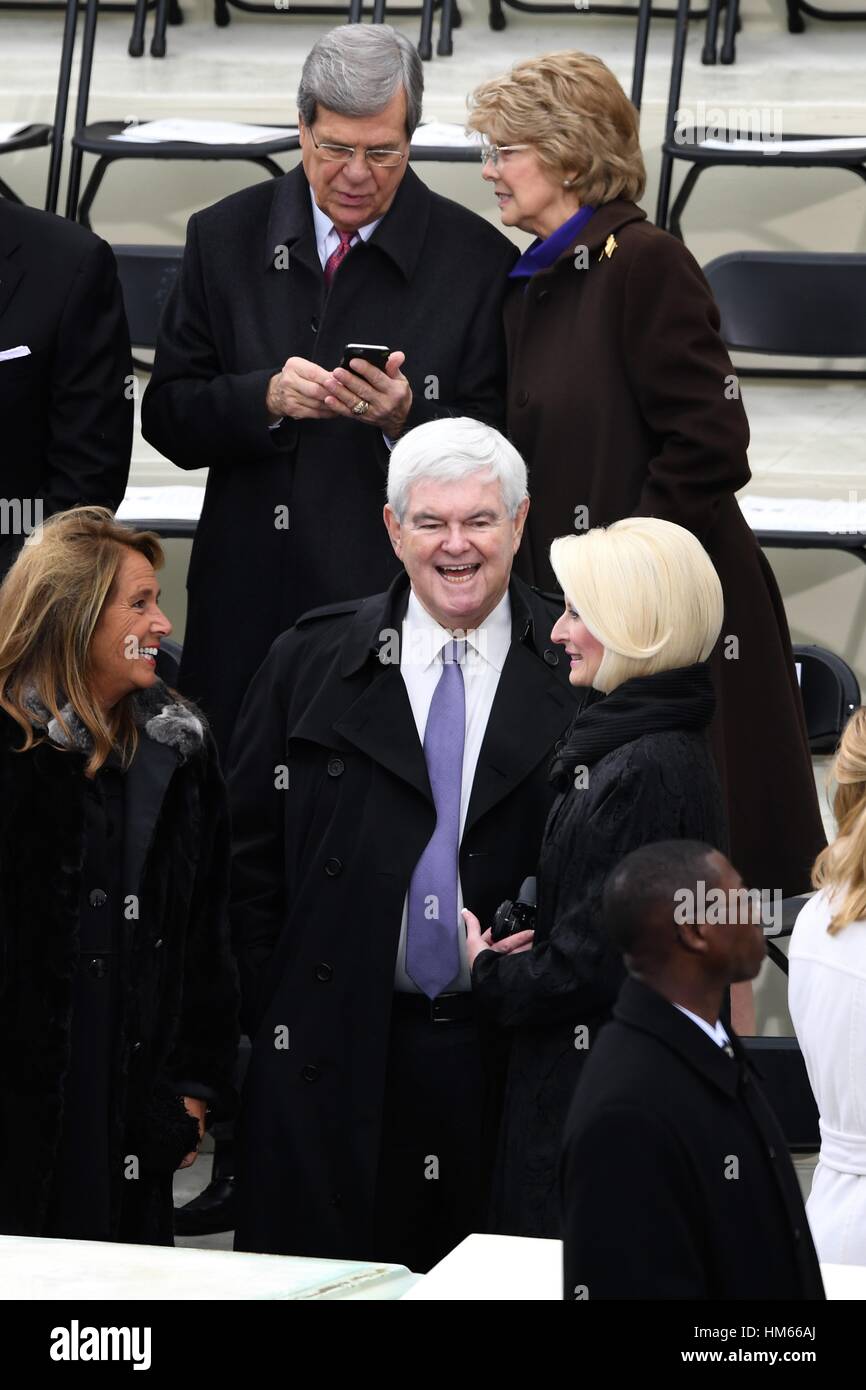 Former House Speaker Newt Gingrich arrives with his wife Callista ...