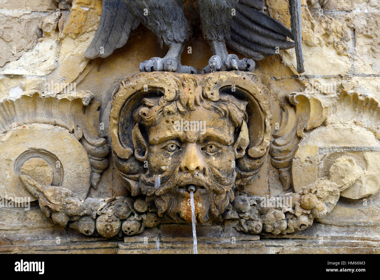 bronze eagle fountain gargoyle water feature fountains Valletta Malta ...