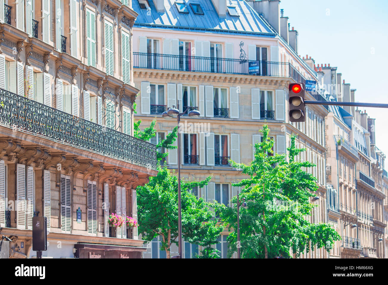 Beautiful european streets and houses view in Paris, France Stock Photo ...