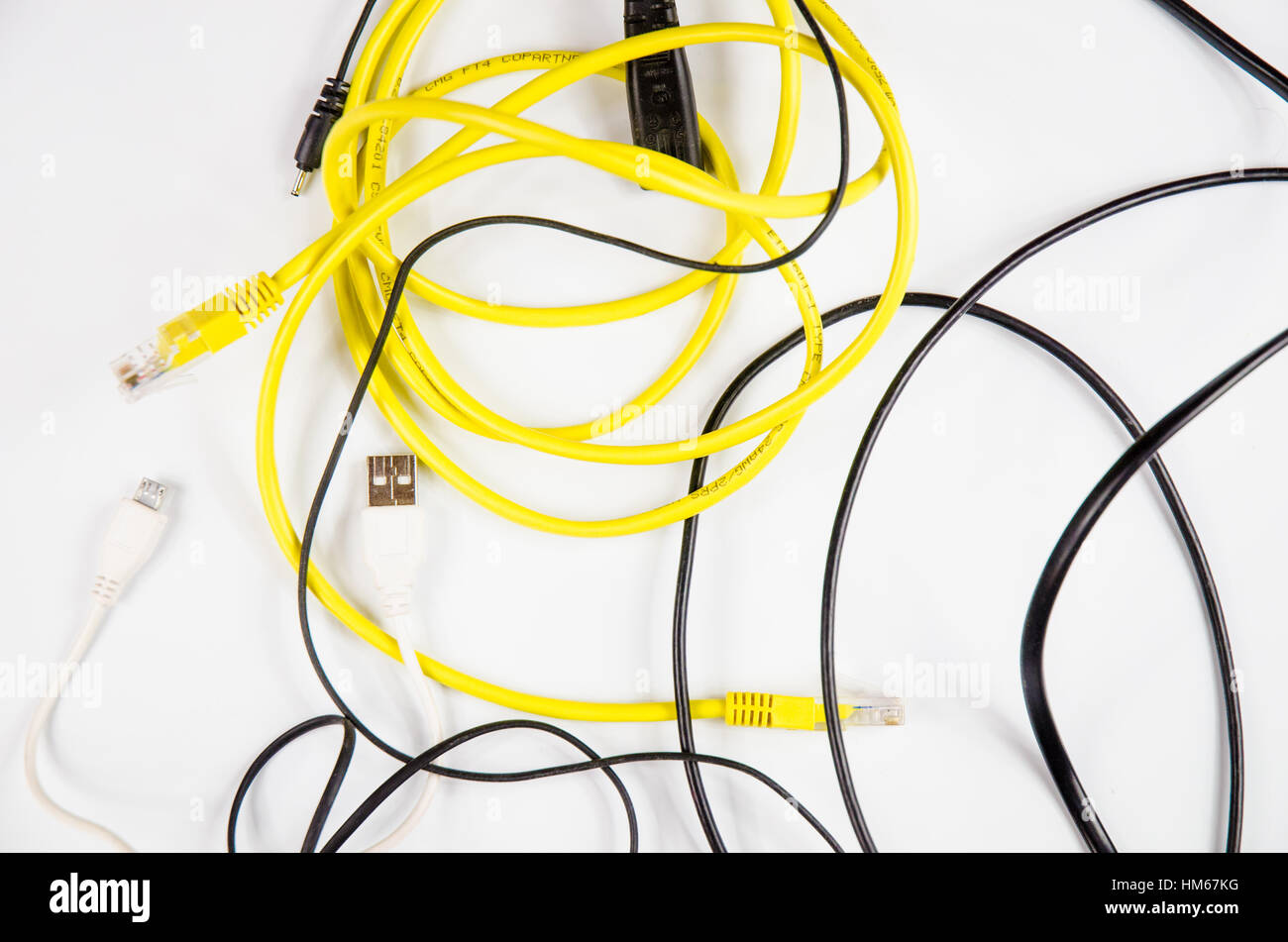 random cables and wires for office IT computer and mobile (cell phones ...