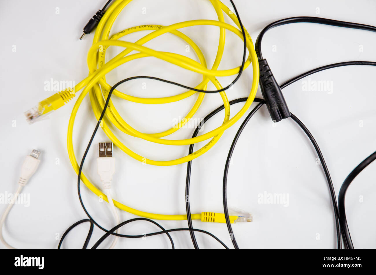 random cables and wires for office IT computer and mobile (cell phones ...