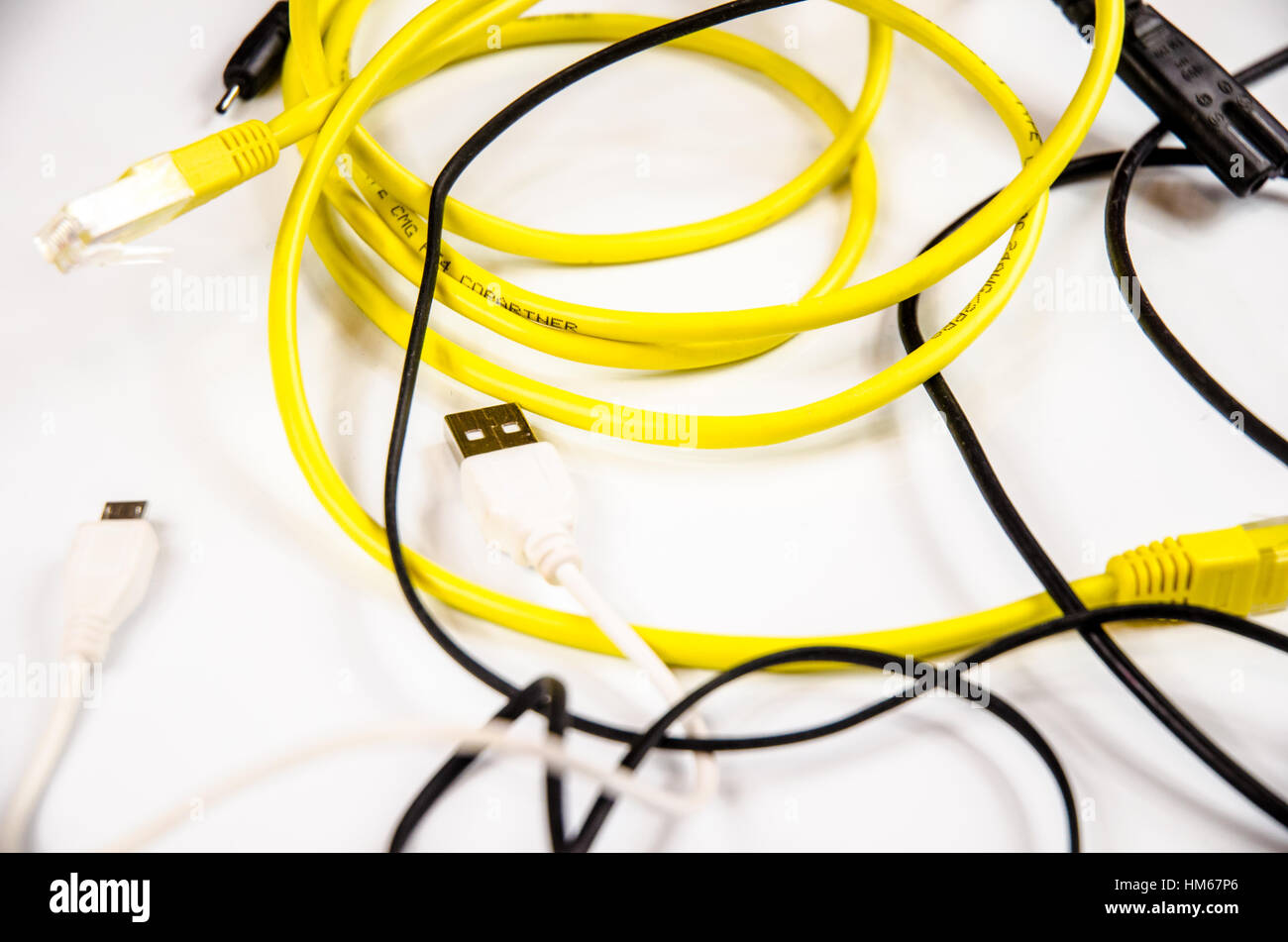 random cables and wires for office IT computer and mobile (cell phones ...