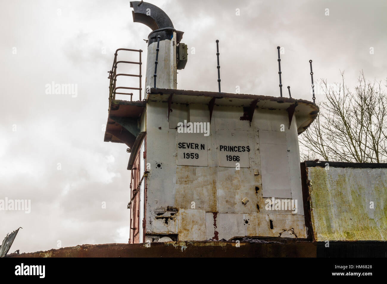 CHEPSTOW – APRIL 6: Bridge of derelict Car Ferry The Severn Princess ...