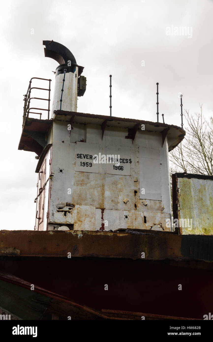 CHEPSTOW – APRIL 6: Bridge of derelict Car Ferry The Severn Princess ...