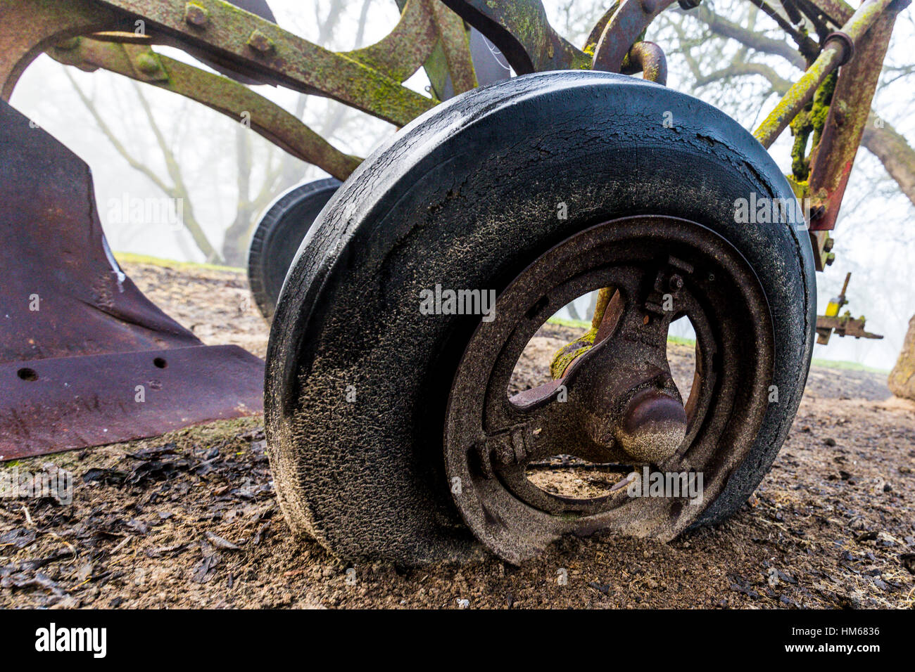Antique farm implements on an almond farm in California's Central ...