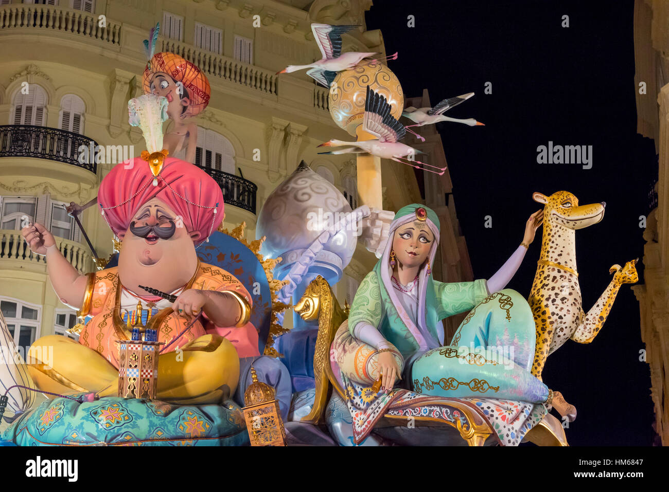 Figures making up the scenes in the Fallas celebration, Valencia 2016 ...