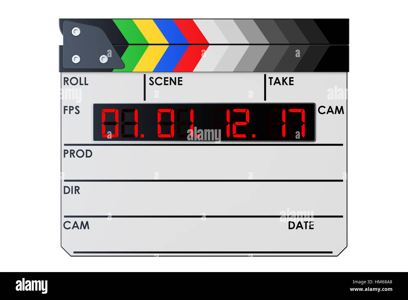 Digital movie clapper board, clapperboard. 3D rendering isolated on ...