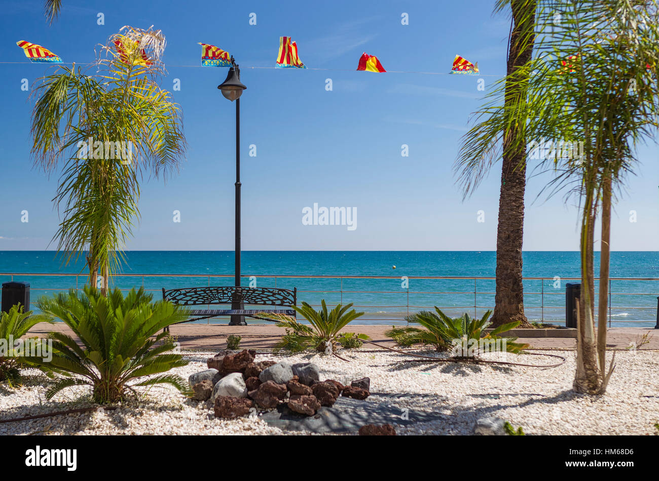 Promenade beach in Alcossebre, Spain Stock Photo - Alamy