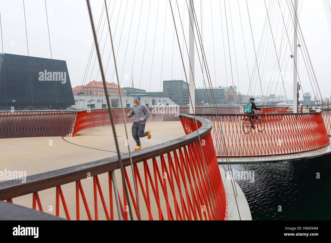 Cirkelbroen, modern architecture bridge, Copenhagen, Denmark Stock ...