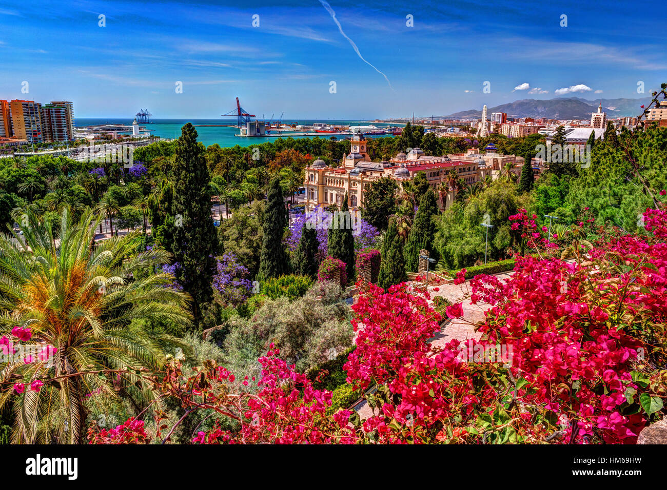 Aerial view of Malaga taken from Gibralfaro castle Stock Photo - Alamy