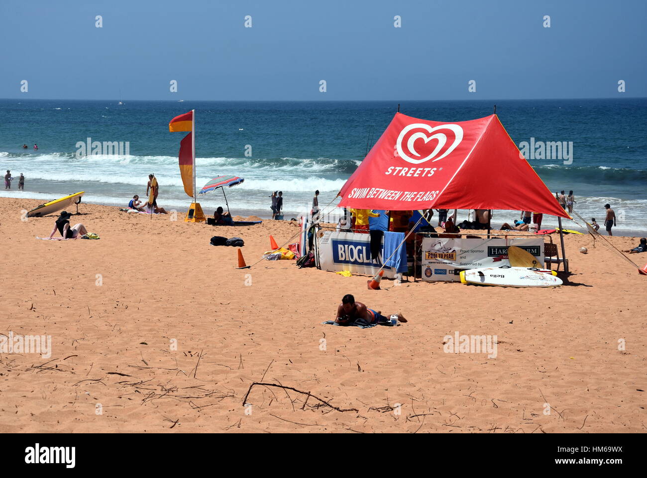 Sydney, Australia - Jan 29, 2017. A sign on the lifeguards' tent reads ...