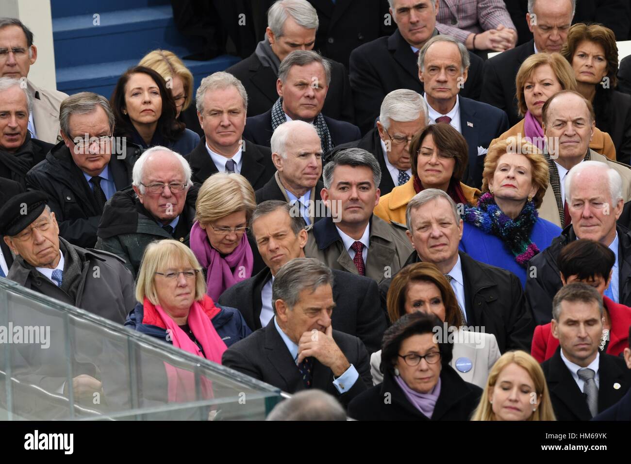 Senators including Bernie Sanders, left, Elizabeth Warren, center, John ...
