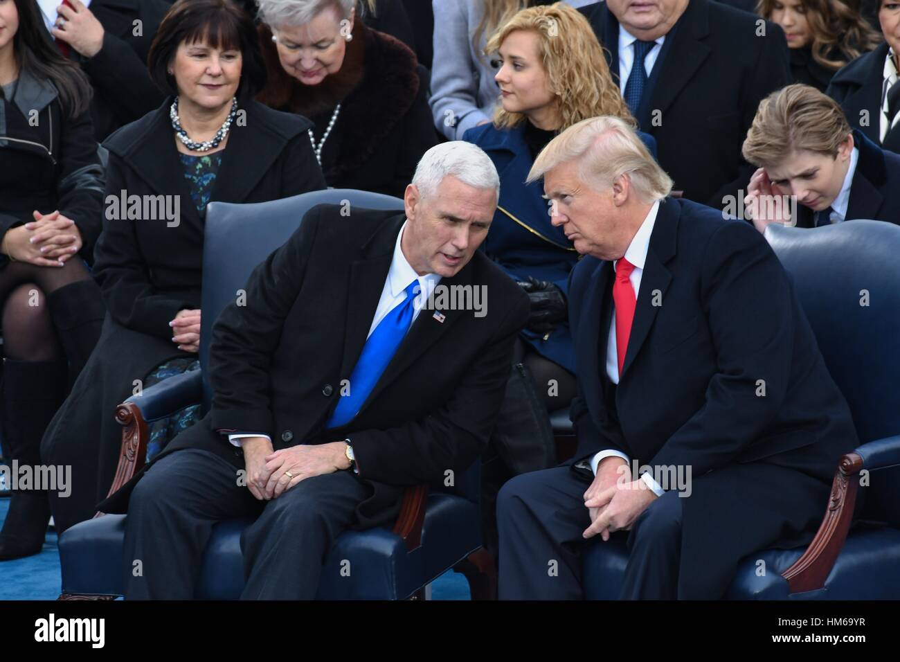 President Donald Trump chats with Vice President Mike Pence during the ...
