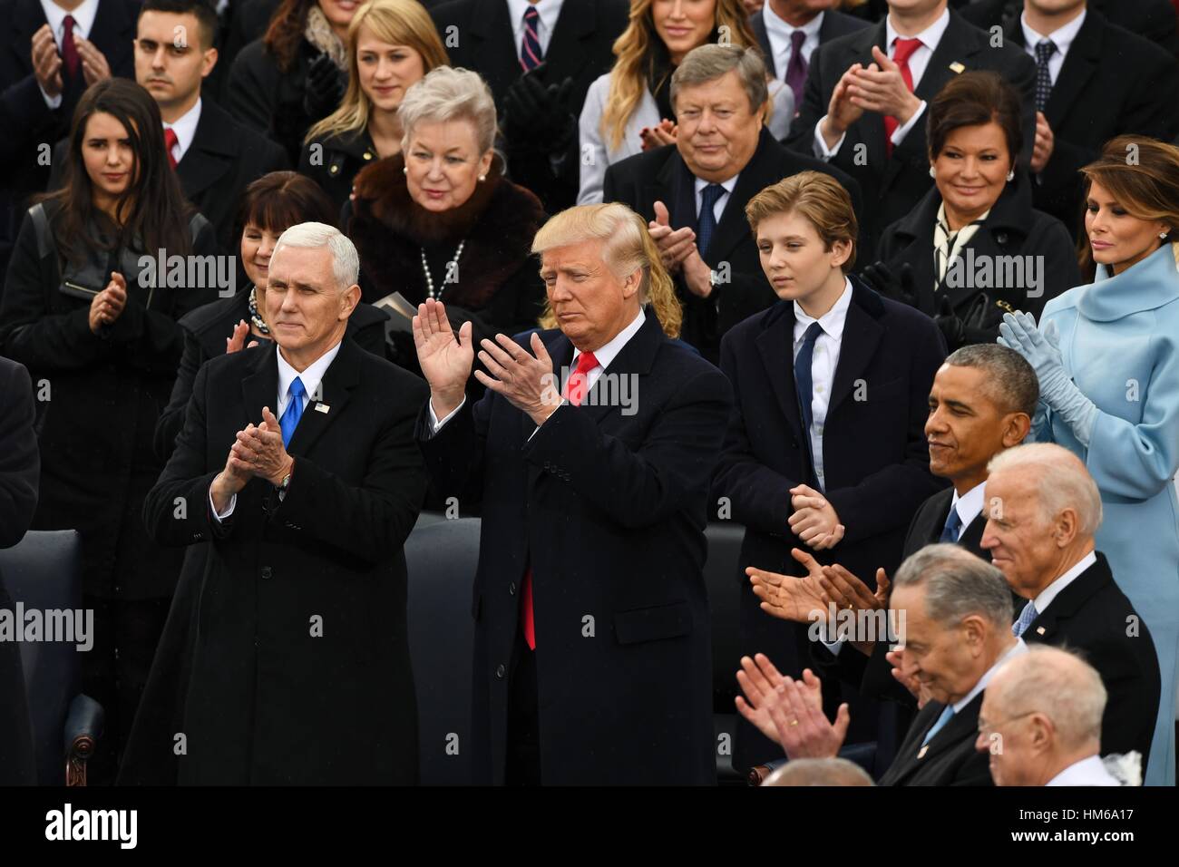President Donald Trump and Vice President Mike Pence applaud during the ...