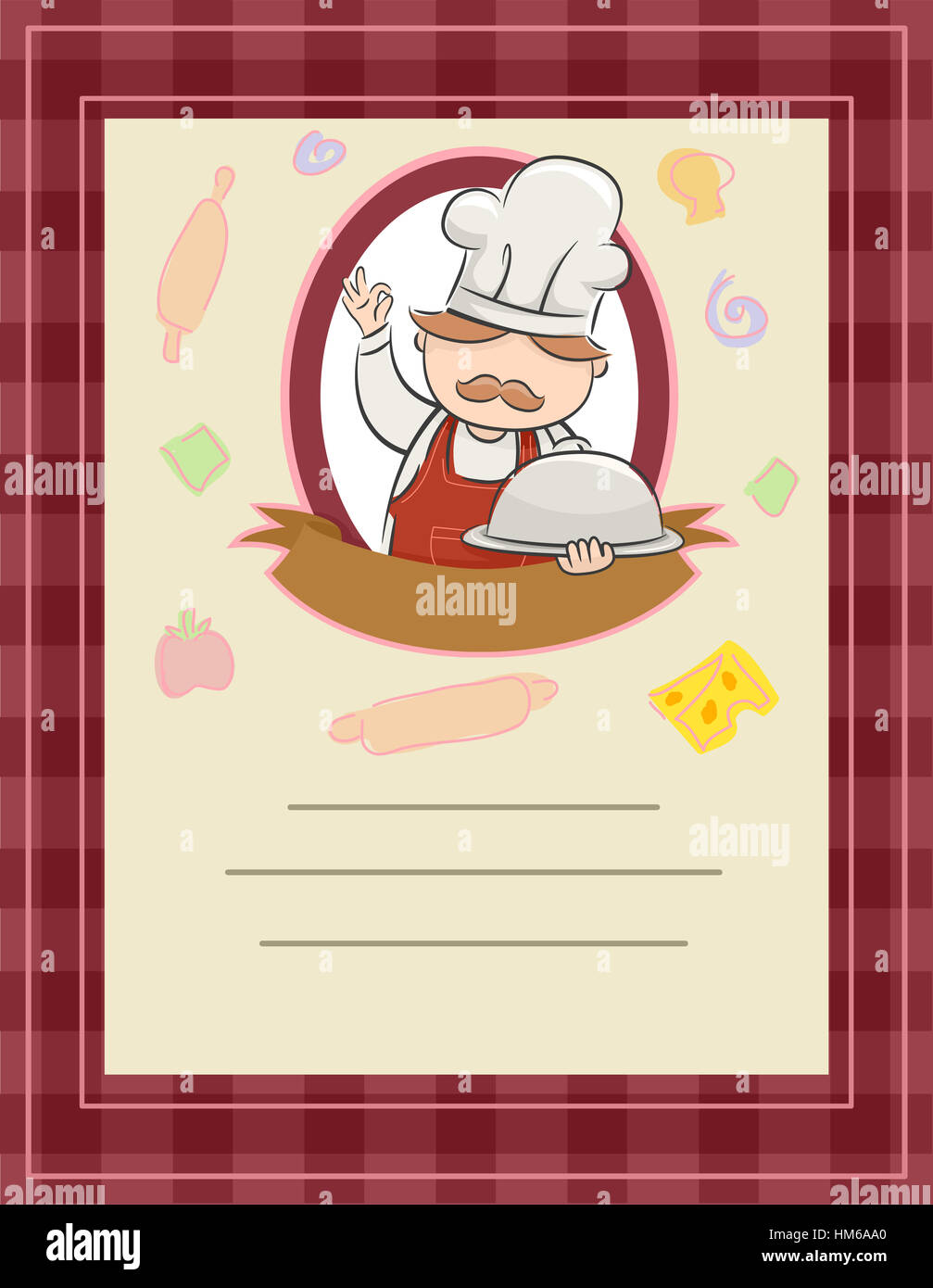 Frame Illustration of a Blank Menu Featuring a Chef Presenting a Dish ...