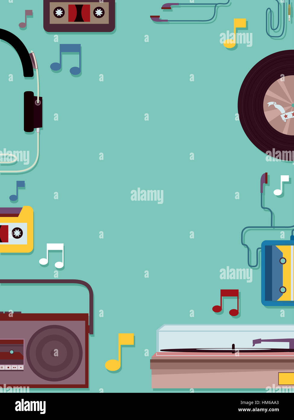 Frame Illustration Featuring Vintage Music Related Items Stock Photo ...