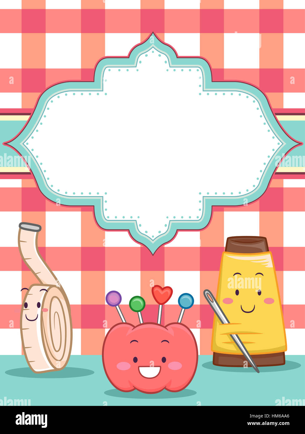 Illustration of an Invitation Card Featuring Sewing Mascots Stock Photo ...