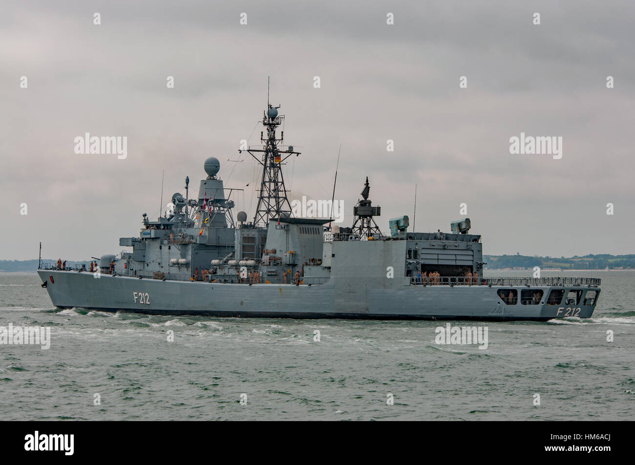 FGS Karlsruhe (F212) departing Portsmouth after a courtesy visit Stock ...