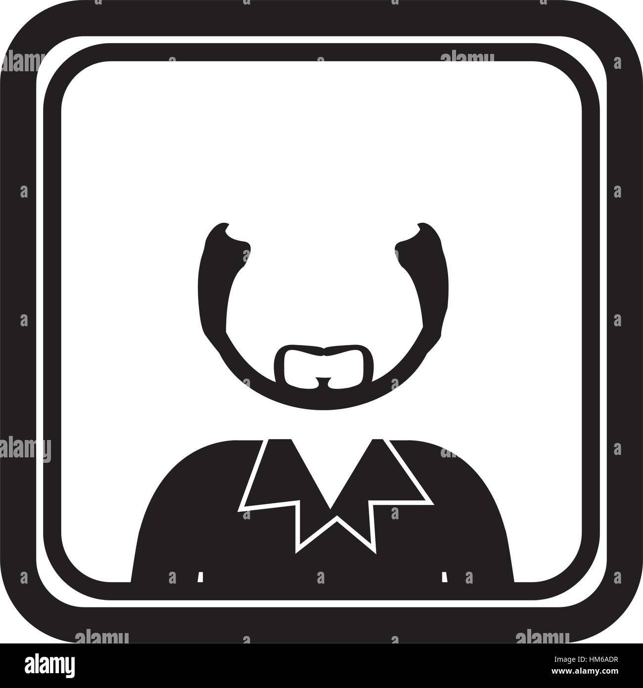 monochrome square with half body bald man with beard without face ...