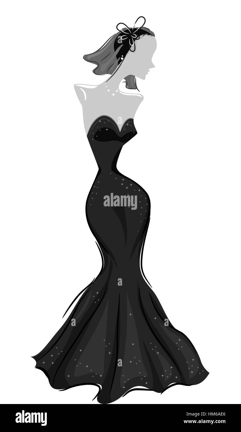 Illustration of a Mannequin Modeling an Elegant Gown Stock Photo - Alamy