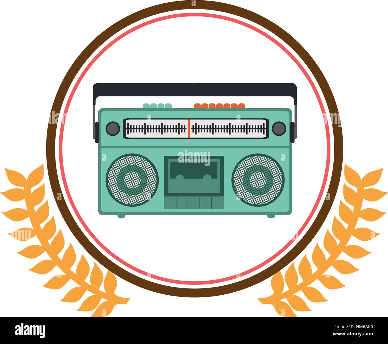 colorful silhouette circle with decorative olive branch and radio ...
